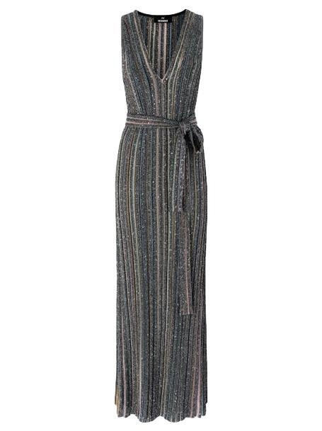 Missoni Long Knit Dress With Sequins And V-neck - Multicoloured