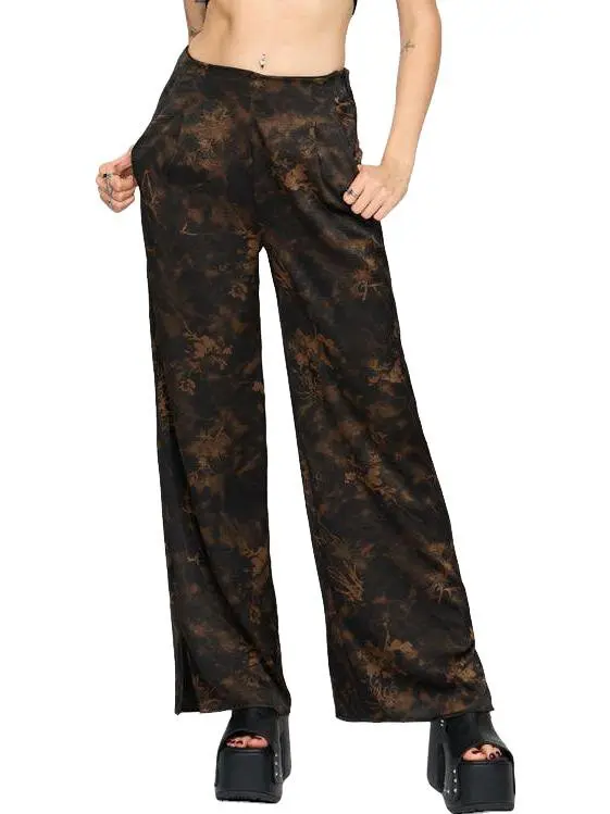 DISTURBIA Gallo Wide Leg Split Trouser - Black