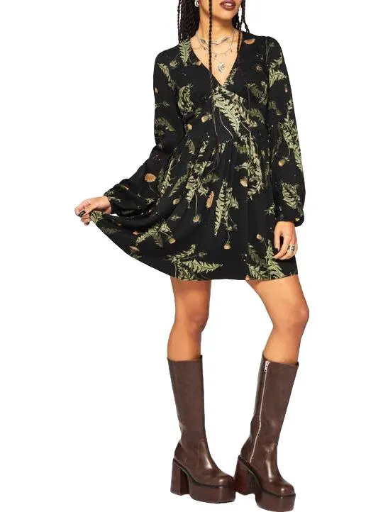 DISTURBIA Cimora Dandelion Print Mini Dress - Black