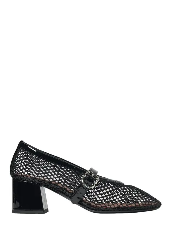 Alaïa Mary Jane Court Shoes In Patent Leather And Mesh With A Medium Block Heel - Black