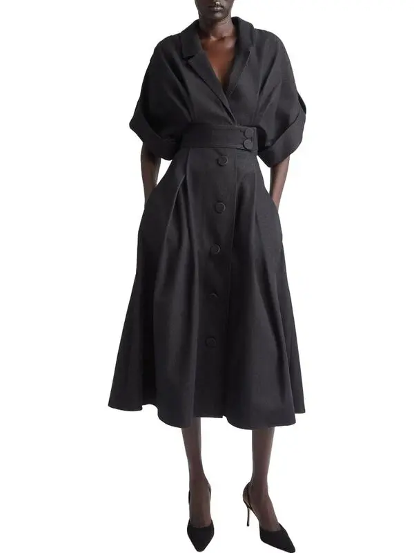 Carolina Herrera Cotton Midi Shirtdress - Black