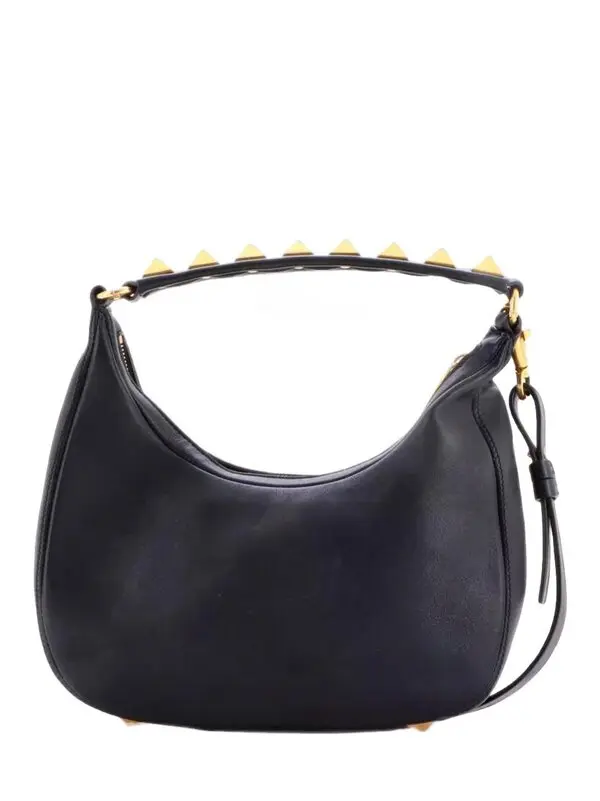 Valentino Garavani Stud Sign Zip Leather Hobo Bag - Black