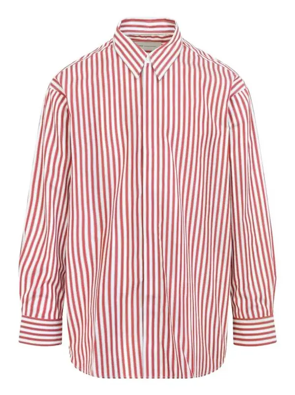 AMI Paris Vertical-stripe Cotton Shirt - Red