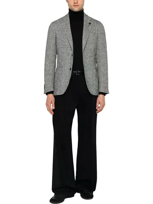 LARDINI Iconic Herringbone-pattern Blazer - Black