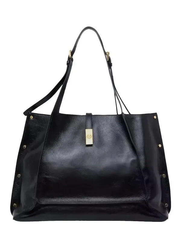 POLLINI Austin Stud-embellished Leather Shoulder Bag - Black