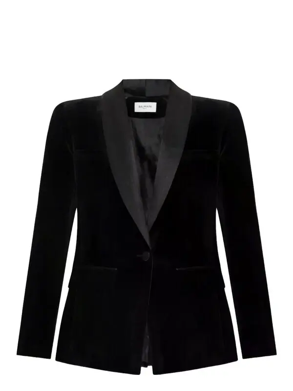 Balmain Velvet Shawl-lapel Blazer - Black