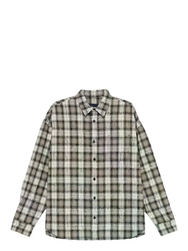 JUUN.J Distressed Check Shirt - Neutrals