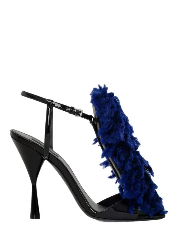 Givenchy Pompom Heeled Sandals In Patent Leather And Knit - Blue