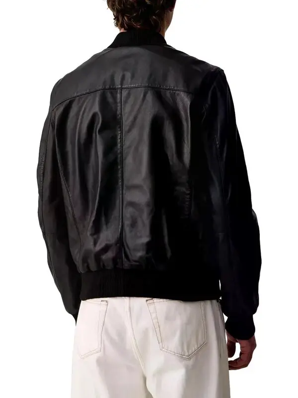 AERONAUTICA MILITARE Logo-plaque Leather Jacket - Black