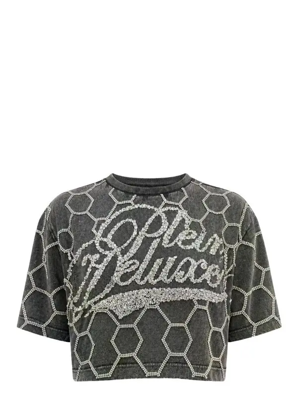 Philipp Plein Cropped T-shirt Plein Deluxe Crystal - Grey