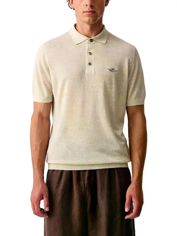 AERONAUTICA MILITARE Embroidered-logo Short-sleeve Polo Shirt - Neutrals