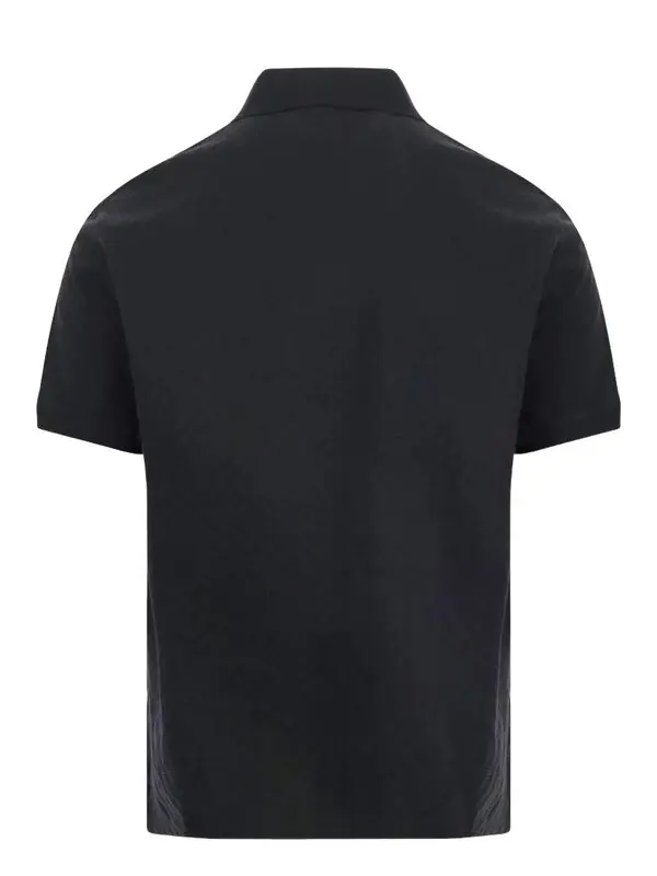 Emporio Armani Chevron-patterned Cotton Polo Shirt - Black