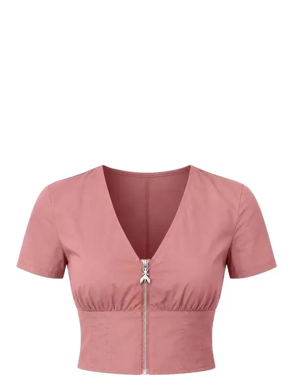 Patrizia Pepe Zip-up Bow-detail Top - Pink