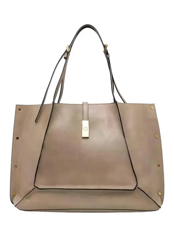 POLLINI Stud-embellished Leather Shoulder Bag - Neutrals