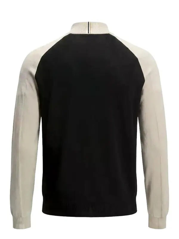 BOSS Color-blocked Sweater With Zipper Neck - Black