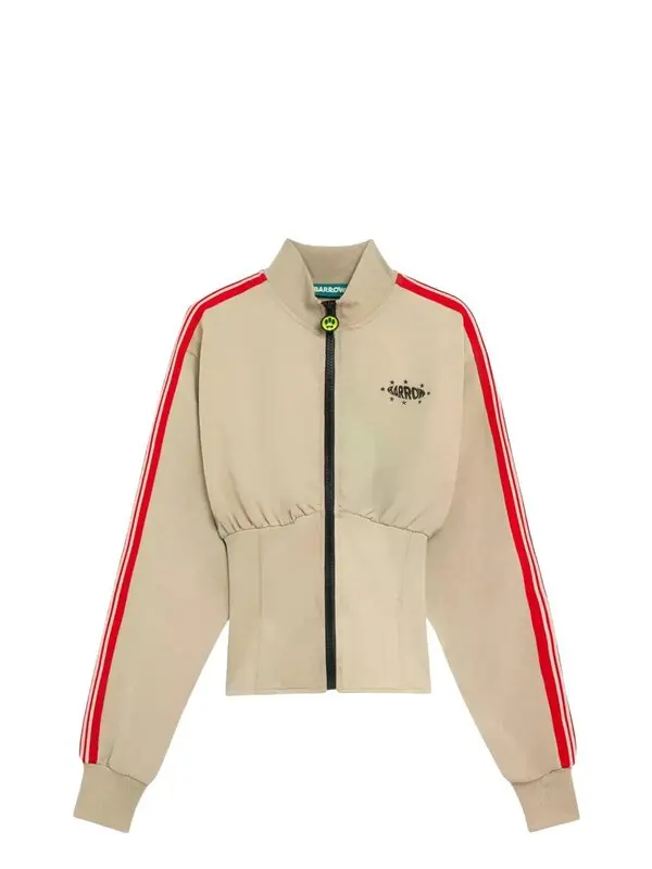 BARROW Side-stripe Corset-waist Zip-up Sweatshirt - Neutrals