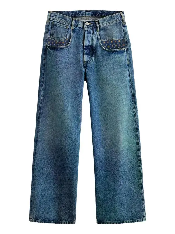 MAISON MARGIELA Paisley-panelled Straight-leg Jeans - Blue