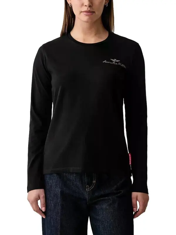 AERONAUTICA MILITARE Logo-embroidered Long-sleeve T-shirt - Black