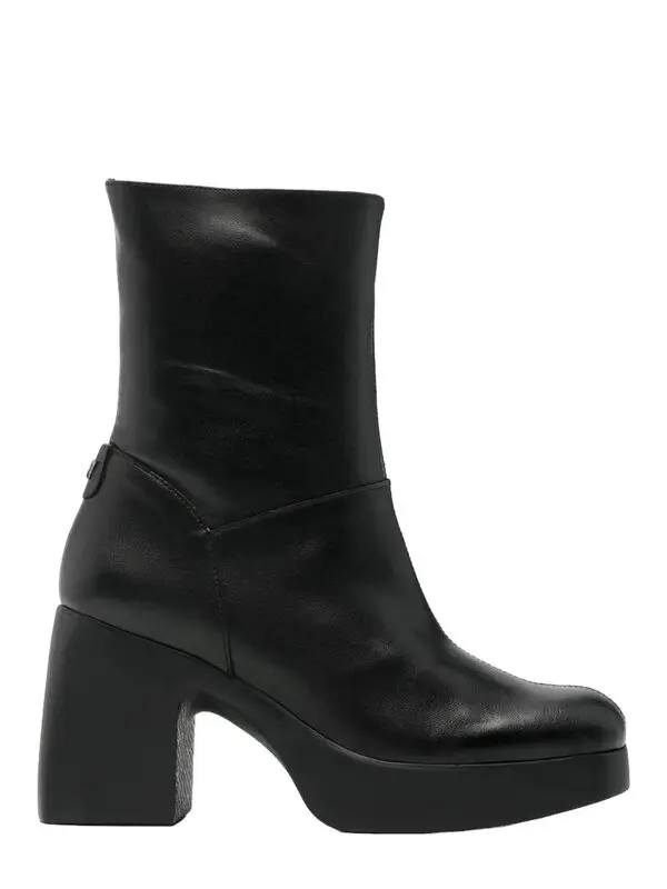 WONDERS Lady 101 Platform Leather Ankle Boots - Black