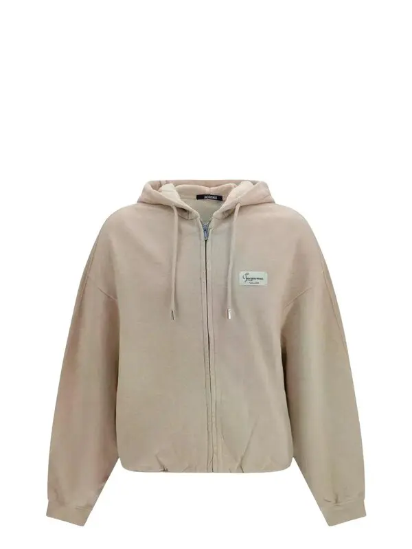 Jacquemus Logo-patch Zip-up Hoodie - Neutrals