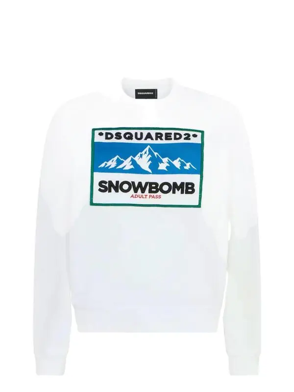 Dsquared2 Just Right Fit Graphic-print Crew-neck Cotton Sweatshirt - White