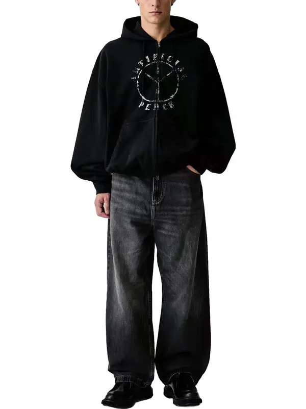 Vetements Graphic-print Washed-effect Hoodie - Black