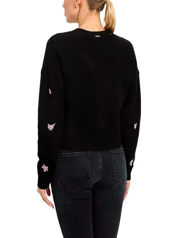 TWINSET Floral-embroidered Cut-out Cardigan - Black