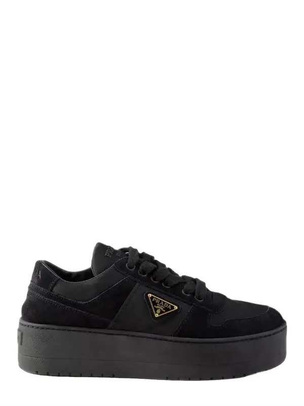 Prada Downtown Bold Re-nylon And Suede Sneakers - Black