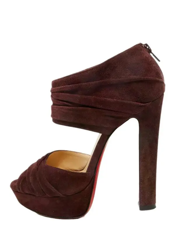 CHRISTIAN LOUBOUTIN Bandra Suede Platform Sandals - Brown