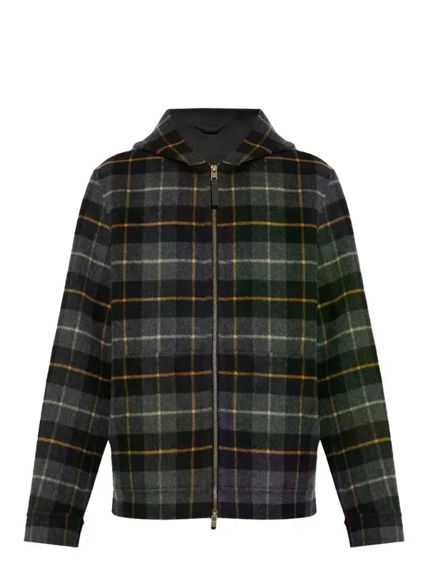 Woolrich Check-pattern Hooded Jacket - Grey