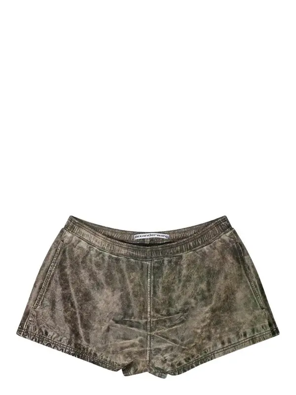 Alexander Wang Elasticated-waistband Leather Shorts - Brown