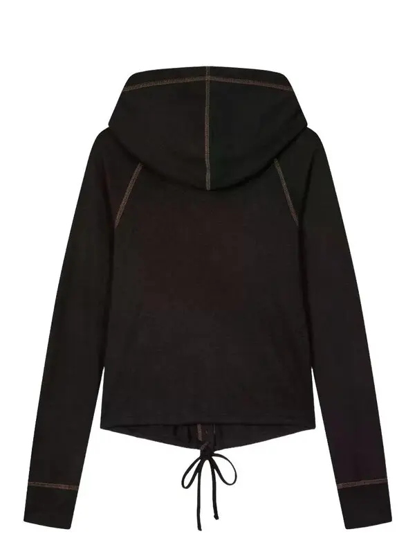 STUDIO TOMBOY Contrast-stitch Drawstring Cardigan - Black