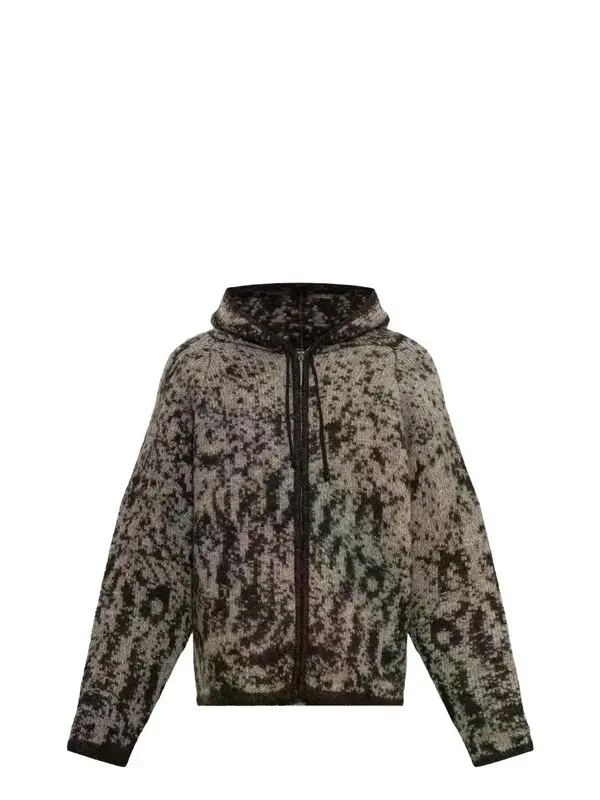 ROA Abstract-pattern Zip-up Hoodie - Brown