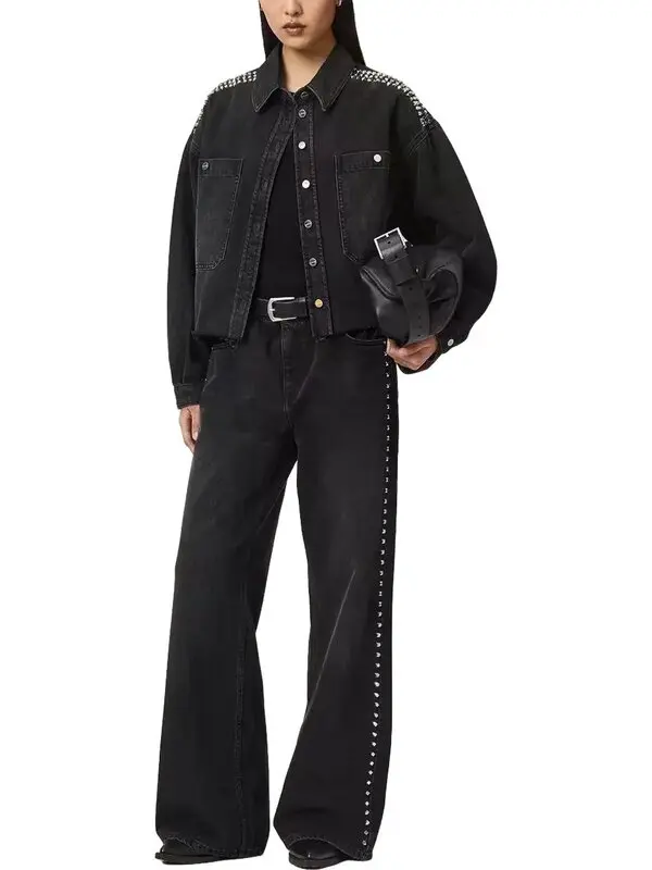 ALLSAINTS Stud-embellished Denim Jacket - Black