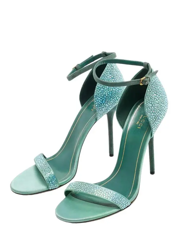 Gucci Crystal-embellished Ankle-strap Sandals - Blue