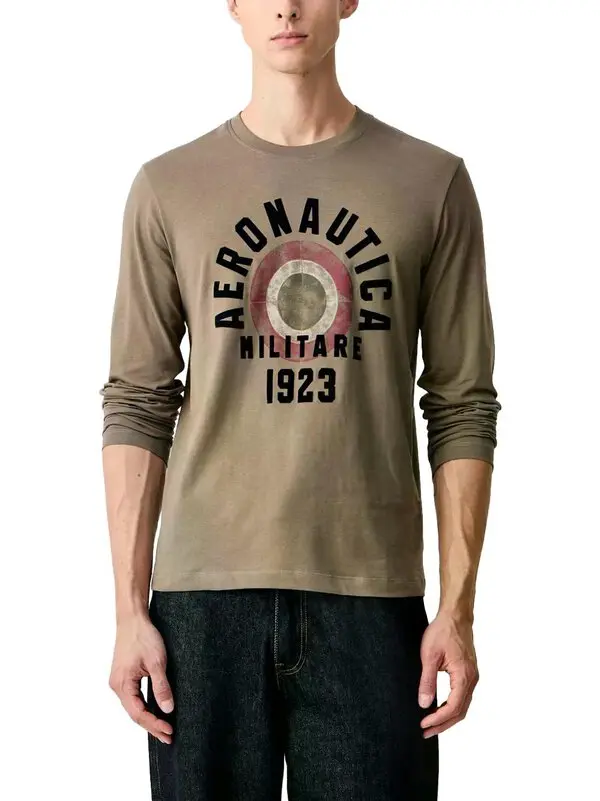 AERONAUTICA MILITARE Logo-print Long-sleeve T-shirt - Neutrals