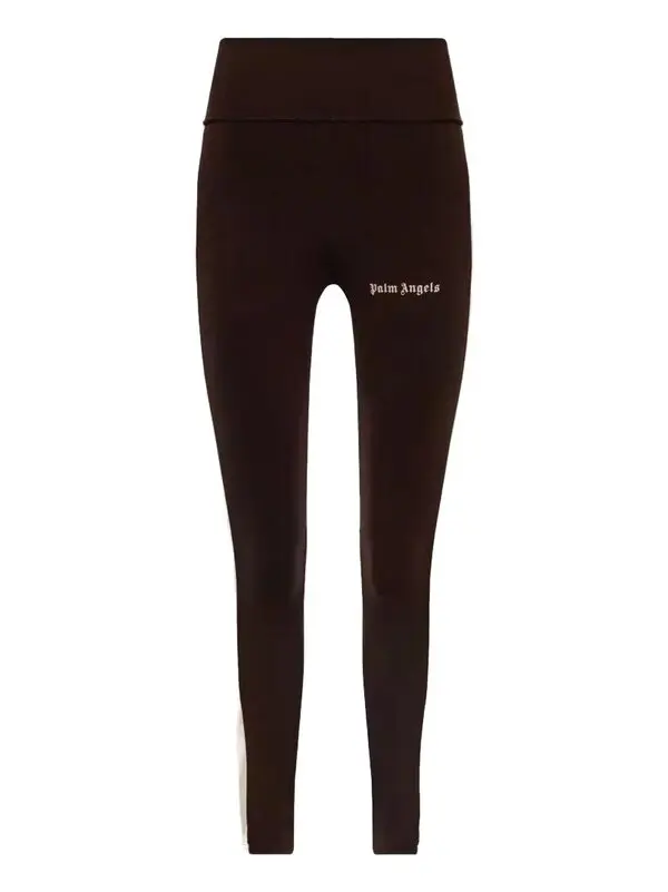 Palm Angels Logo-print Side-stripe Leggings - Brown