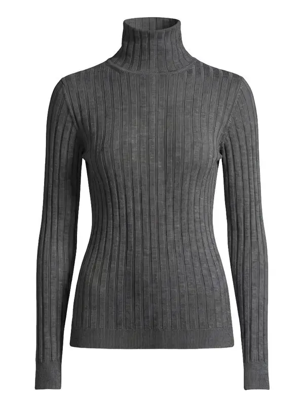 Peserico Ribbed Roll-neck Sweater - Grey