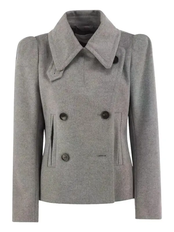 7 For All Mankind Double-breasted Half-belt Blazer - Grey