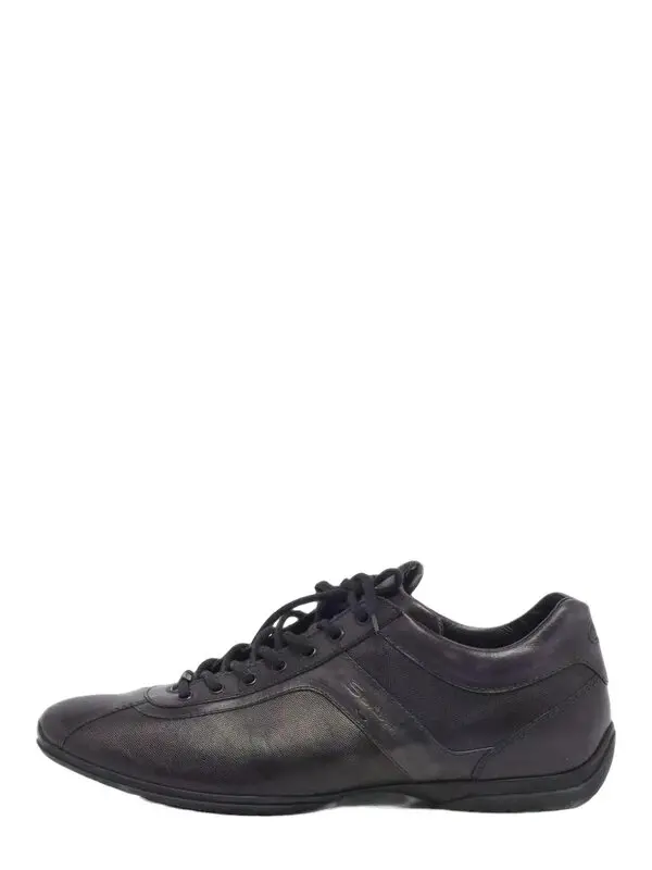 Santoni Leather-trim Lace-up Sneakers - Black