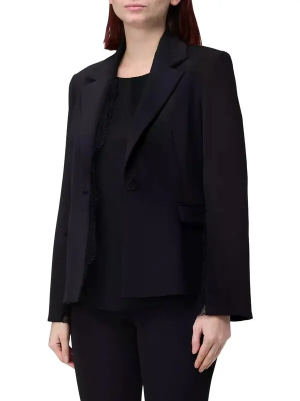 HANITA Lace-trim Single-breasted Jacket - Black
