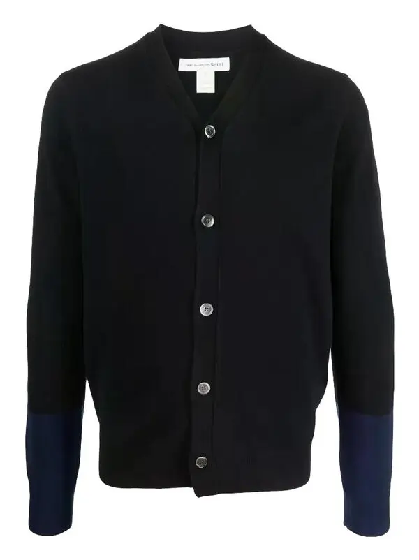 Comme Des Garçons Colour-block V-neck Cardigan - Black