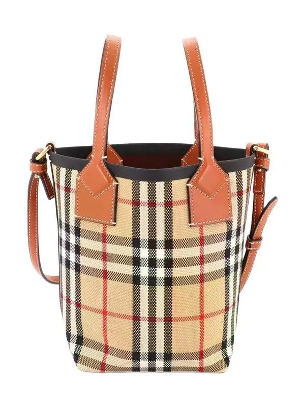 Burberry London Tote Vintage Check Canvas Mini Shoulder Bag - Brown
