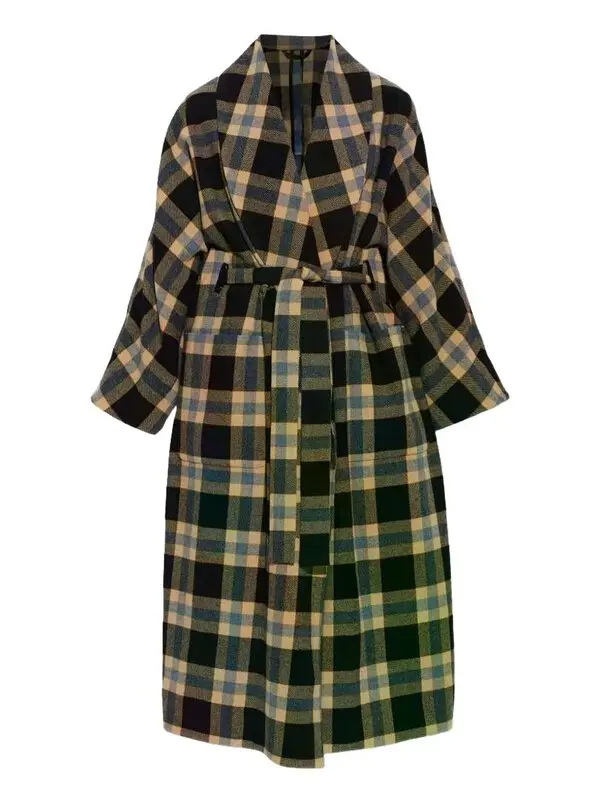 Kenzo Check Belted Coat - Black