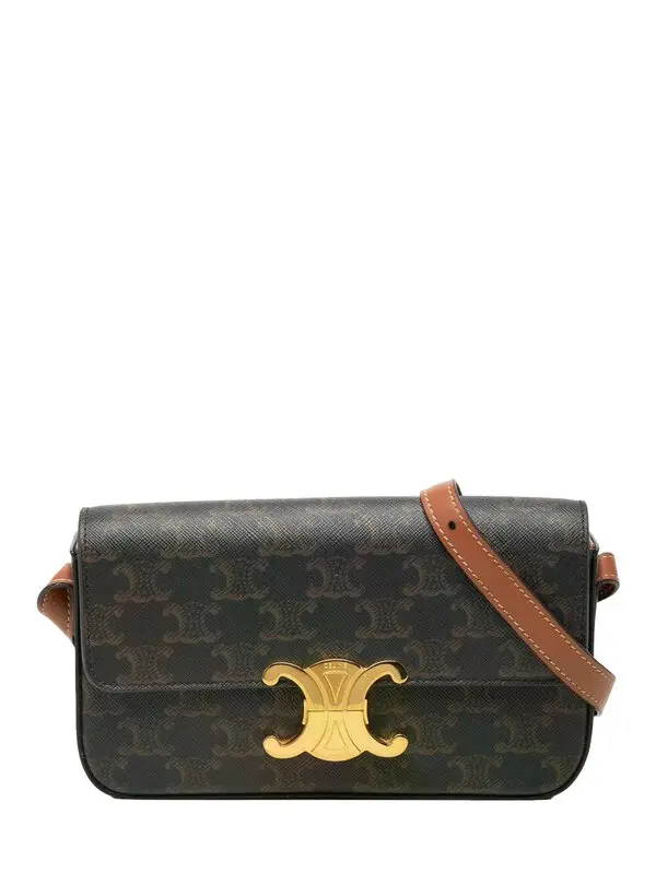 Celine 2021 Triomphe Coated Canvas Claude Shoulder Bag - Brown