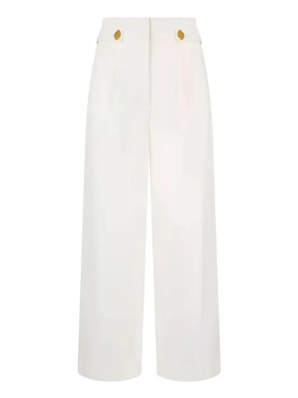 Moschino Button-detail Wide-leg Tailored Trousers - Neutrals