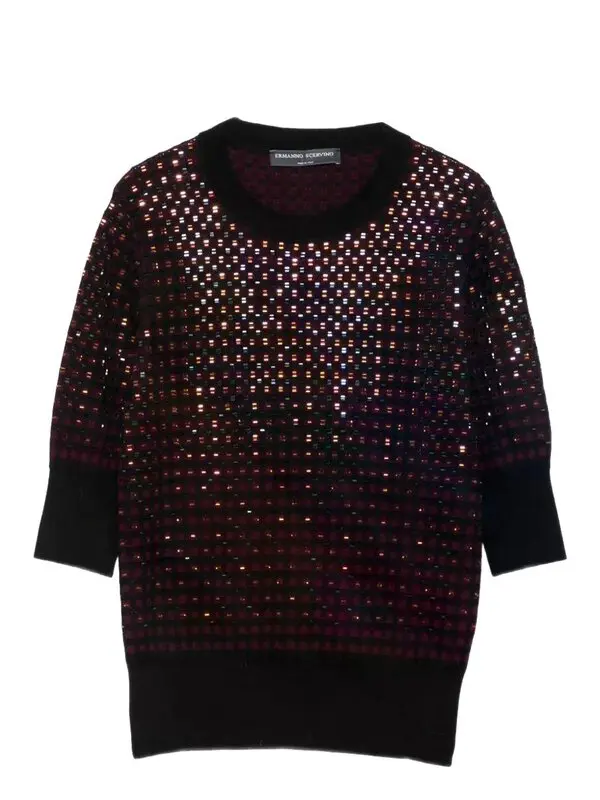 Ermanno Scervino Check-pattern Sequin-embellished Sweater - Purple