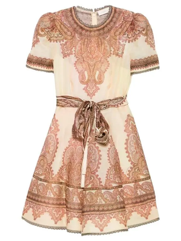 Zimmermann Ascent Picnic Paisley-print Mini Dress - Neutrals