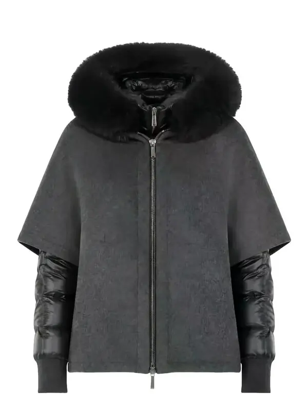 MOORER Layered Fur-trim Jacket - Grey