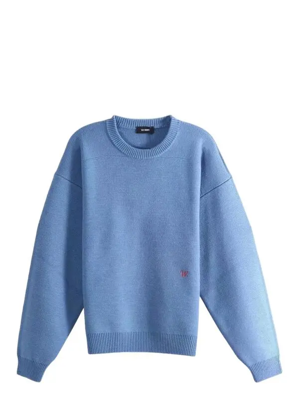 WILLY CHAVARRIA Logo-embroidered Crew-neck Sweater - Blue